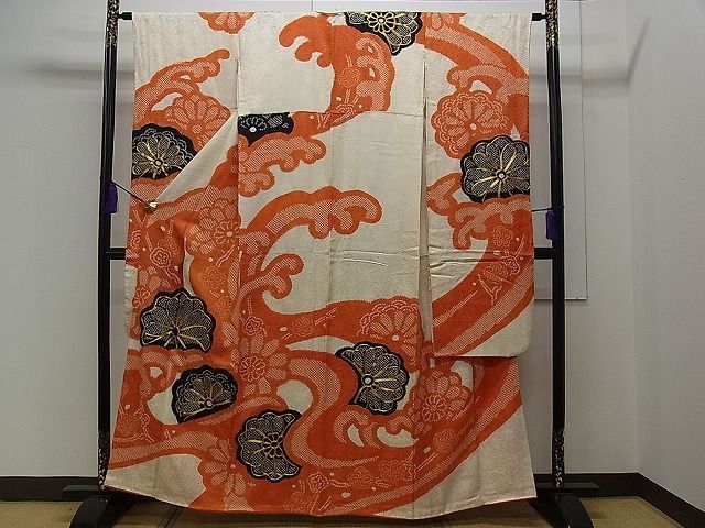 平和屋1 豪華振袖 駒刺繍 絞り 立波花文 逸品 kb3150 - メルカリ