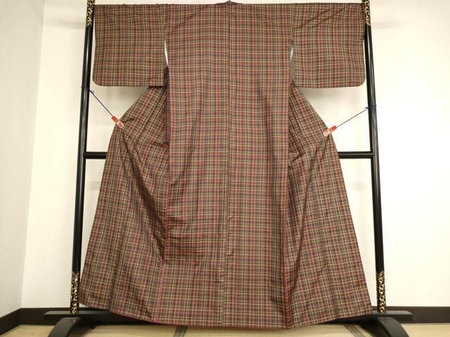 平和屋着物＊夏物 本場大島紬 夏大島 幾何学文様 正絹 逸品 AABA2802jd