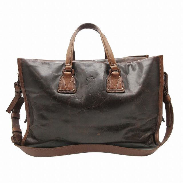 ダン ゲンテン dan genten レザー 2WAY ビジネスバッグ ブリーフケース ラウンドファスナー ロゴ 型押し ショルダーバッグ ハンドバッグ トートバッグ A4サイズ収納可 クロス ...