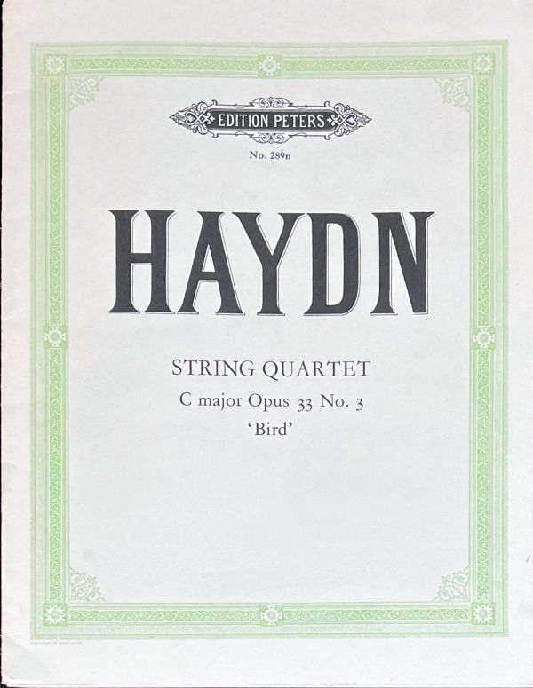 ハイドン 弦楽四重奏曲 op. 33/3 (2ヴァイオリン+ヴィオラ+チェロ)輸入楽譜 Haydn String Quartet C Major Op.33 No.3 'Bird' 洋書 - メルカリ