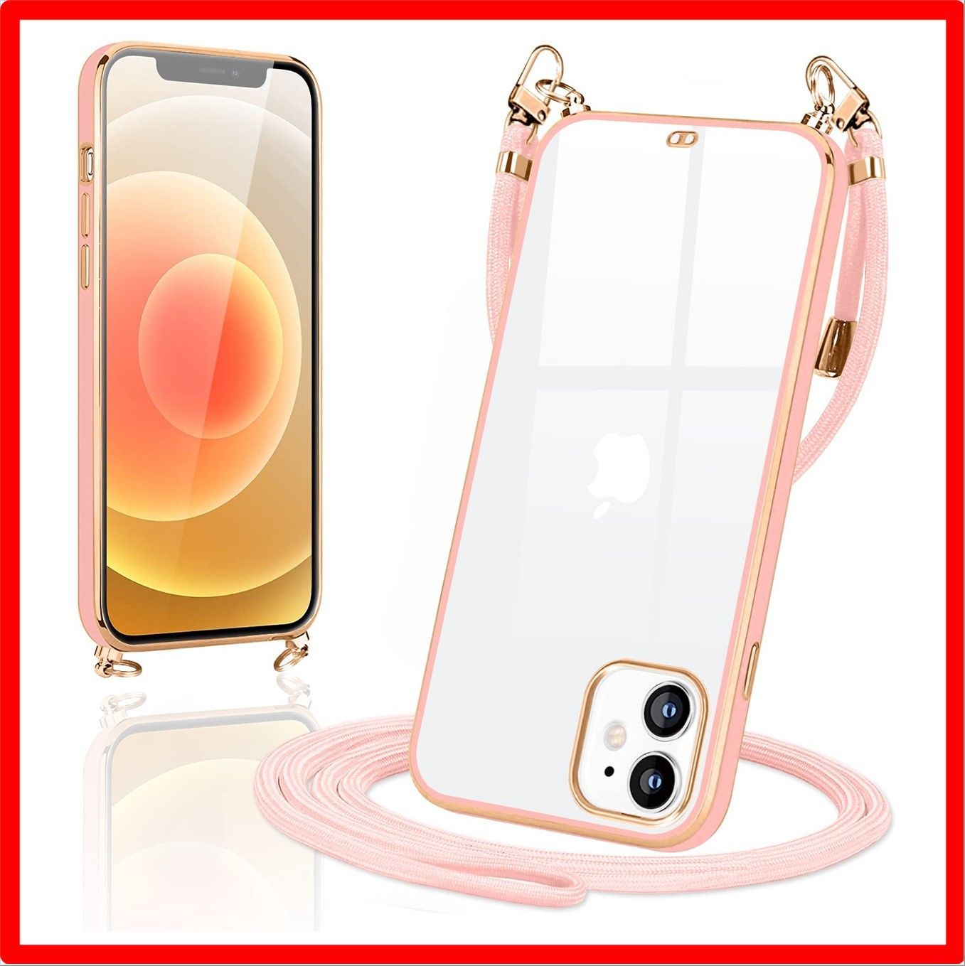 【送料無料】 iPhone12 / iPhone12 Pro_ピンク iPhone12 / iphone 12 Pro 用 ケース ショルダー クリア TPU - メルカリ