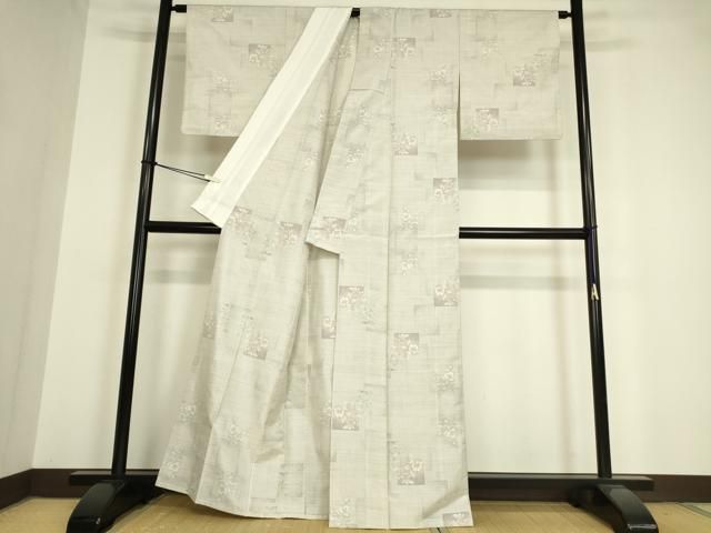 平和屋着物○本場大島紬 白大島 カタス9マルキ 人物風景文 正絹 逸品