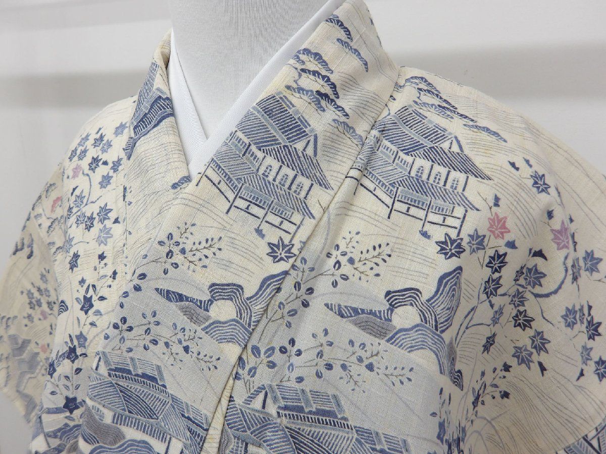 平和屋着物○松下喜晴 小紋 飛鶴源氏香 金彩 鬼しぼ縮緬 正絹