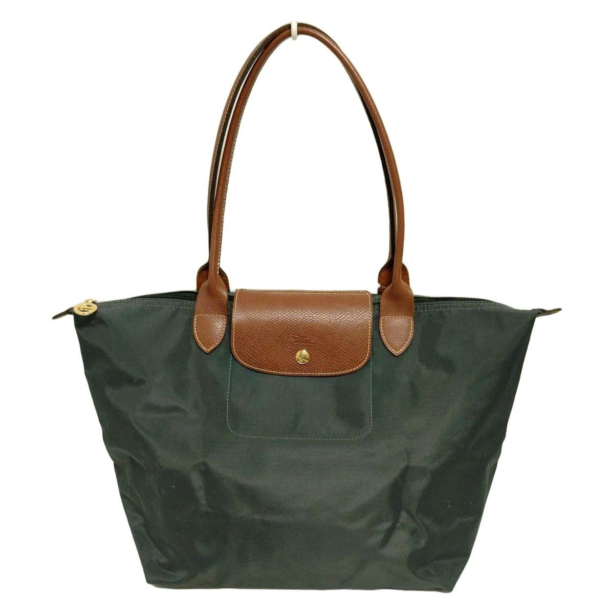 LONGCHAMP(ロンシャン) ショルダーバッグ ル・プリアージュオリジナル ダークグレー×ブラウン 折りたたみ レザー - メルカリ