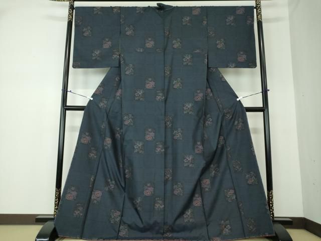 平和屋着物○本場大島紬 市松の輝き 大山謹製 証紙付き 正絹 逸品 未