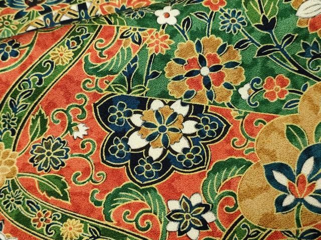 平和屋着物▽上質な小紋　単衣　花蝶文　鬼しぼ縮緬　正絹　逸品　AAAZ2343jh 平和屋着物▽上質な小紋 単衣 花蝶文 鬼しぼ縮緬 正絹