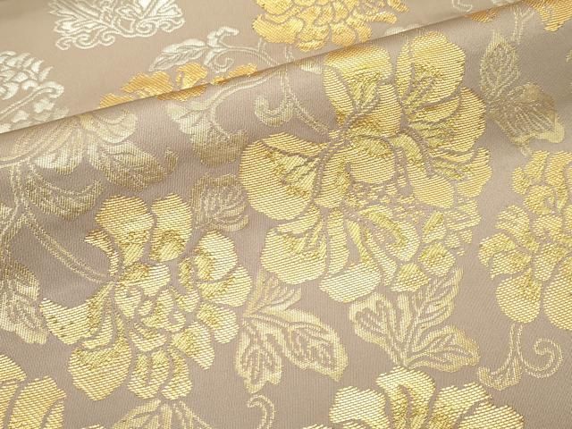 平和屋着物□極上 龍村晋謹製 六通柄袋帯 瓦灯富貴錦 瓦燈印金錦 牡丹