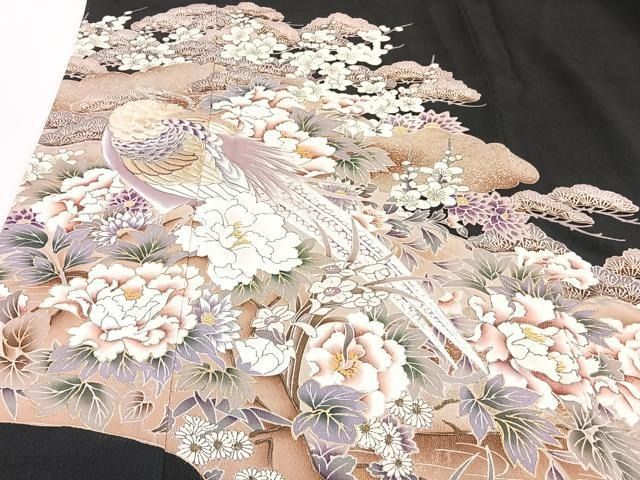 平和屋着物□豪華黒留袖 刺繍 花鳥文 金彩 正絹 逸品 CAAX2605xi