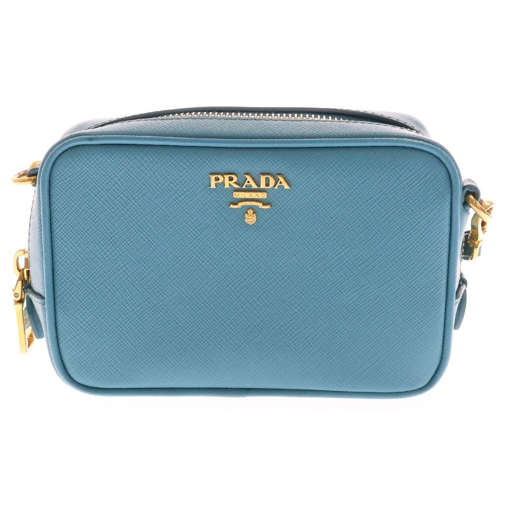 PRADA (プラダ) サフィアーノ ショルダーバッグ 1N1674 ポーチ ターコイズ ブルー ゴールド金具 ミニバッグ 斜め掛けバッグ レザー - メルカリ