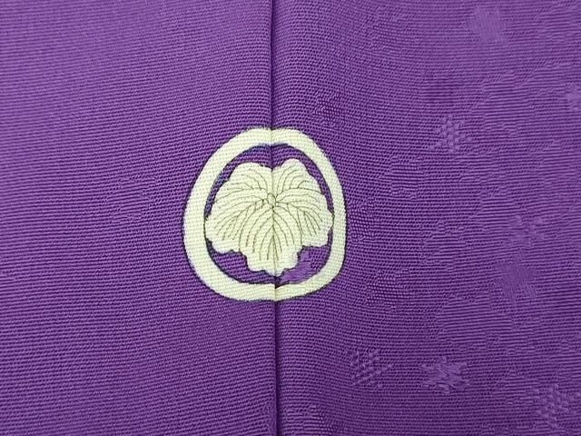 平和屋着物○上質な色無地 草花地紋 滅紫色 正絹 逸品 未使用