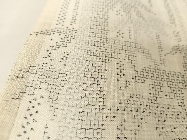 平和屋着物＊夏物 結城紬 夏結城 100亀甲 笹竹文 正絹 逸品 AABA2512np