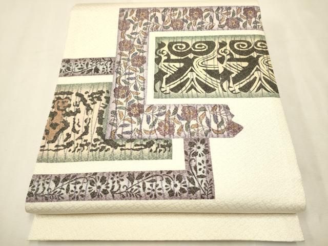 平和屋着物●六通柄袋帯　杢目絞り　正絹　逸品　CAAT8144hy 平和屋着物○六通柄袋帯 杢目絞り 正絹 逸品 CAAT8144hy