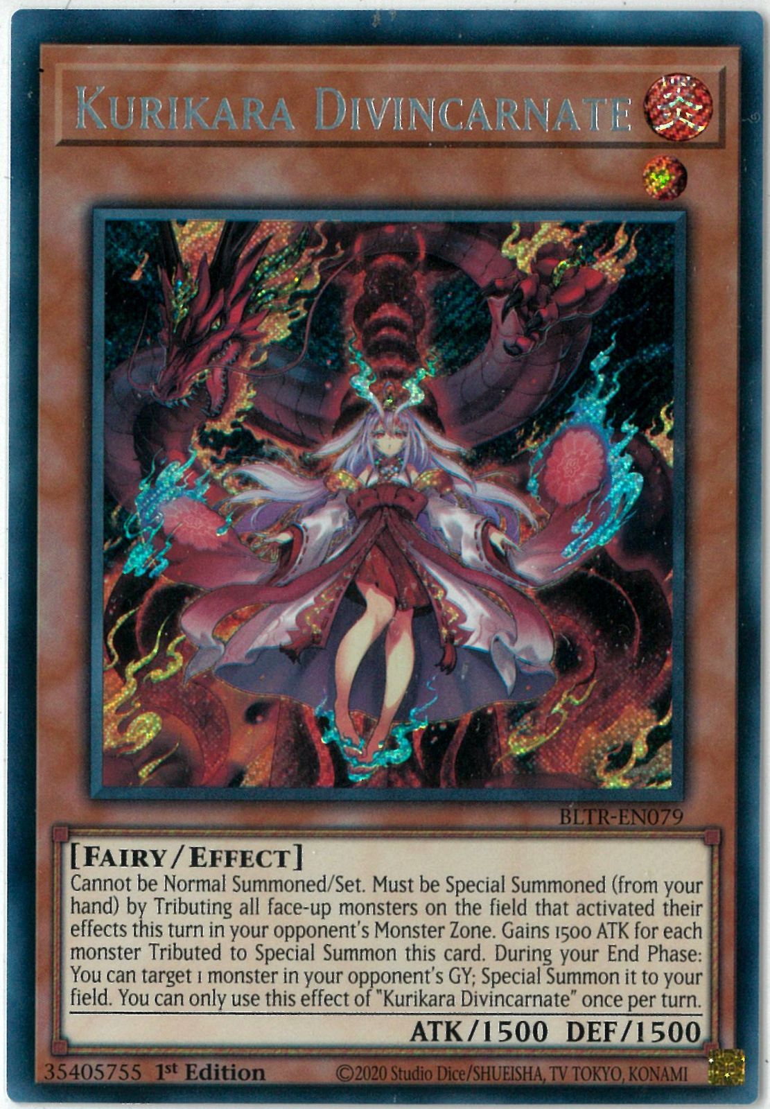 遊戯王/英語版/EU版/倶利伽羅天童/くりからてんどう/Kurikara Divincarnate/シークレットレア/1st Edition/バトルズ・オブ・レジェンド：ターミナル・リベンジ ...