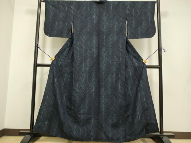 平和屋着物▽上質な紬 単衣 立涌文 正絹 逸品 AAAV2801fy