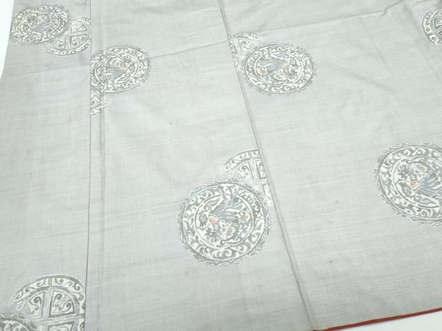 平和屋着物○都喜ヱ門 本場大島紬 白大島 9マルキ 天平花鳥