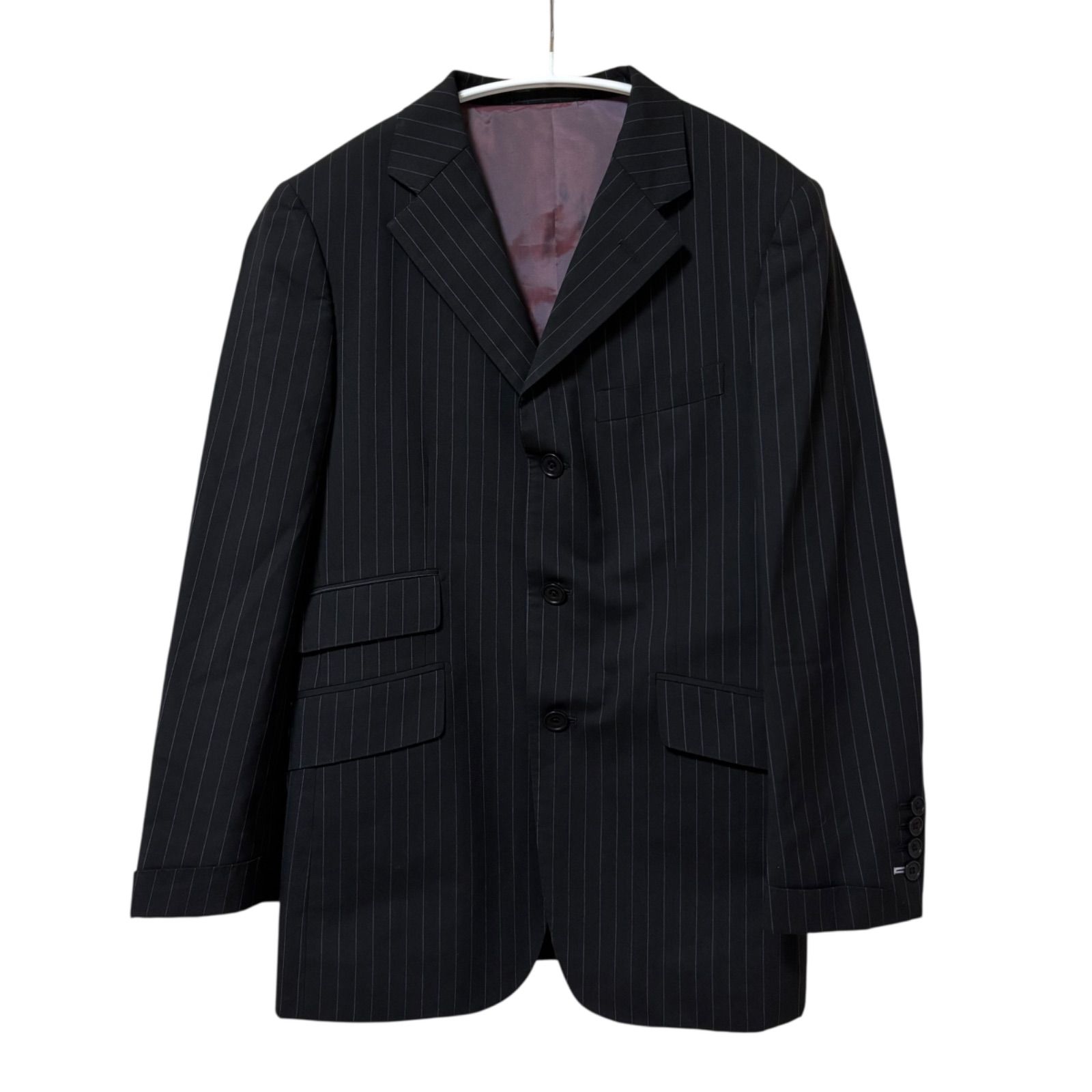Z1539 BURBERRY BLACK LABEL バーバリーブラックレーベル スーツジャケット ストライプ 日本製 メンズ 36Rサイズ ...