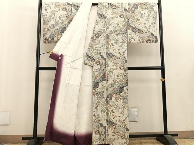 平和屋着物●上質な小紋　草花丸文　金彩　鈴乃屋扱い　正絹　逸品　AAAX0695zg 平和屋着物○上質な小紋 草花丸文 金彩 鈴乃屋扱い 正絹 逸品 AAAX0695zg