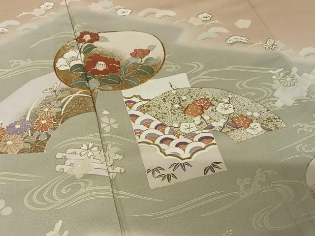 平和屋着物○訪問着 駒刺繍 立波地紙花文 暈し染め