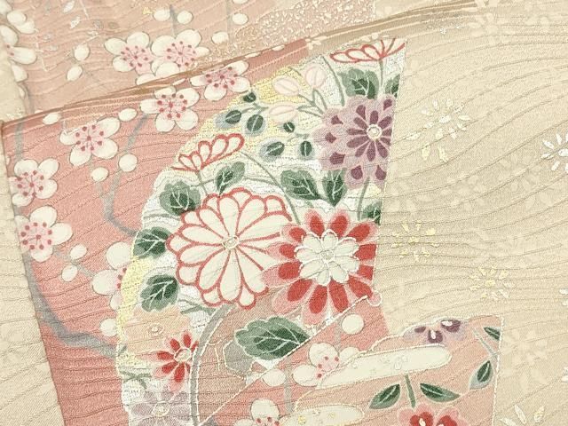 平和屋着物○訪問着 雪輪檜扇枝花文 金彩 正絹 逸品 CAAW3788vf