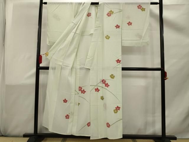 平和屋着物＊夏物　訪問着　絽　草花文　銀彩　正絹　逸品　AABB2607jd 平和屋着物＊夏物 訪問着 絽 草花文 銀彩 正絹 逸品 DAAU2689ud