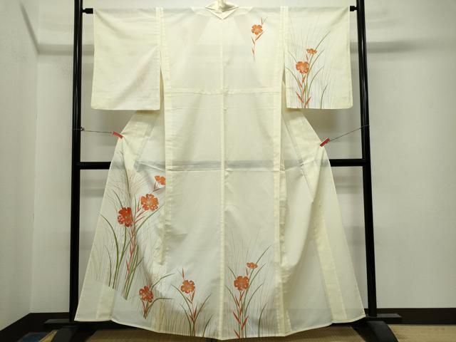 平和屋着物▽小紋 単衣 花丸文 洗える着物 AAAZ9283fy