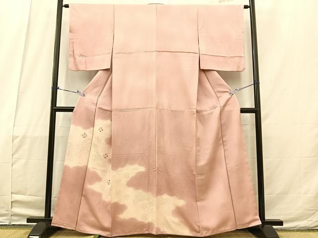 平和屋着物○上質な色無地 亀甲地紋 蘇芳色 正絹 逸品 未使用