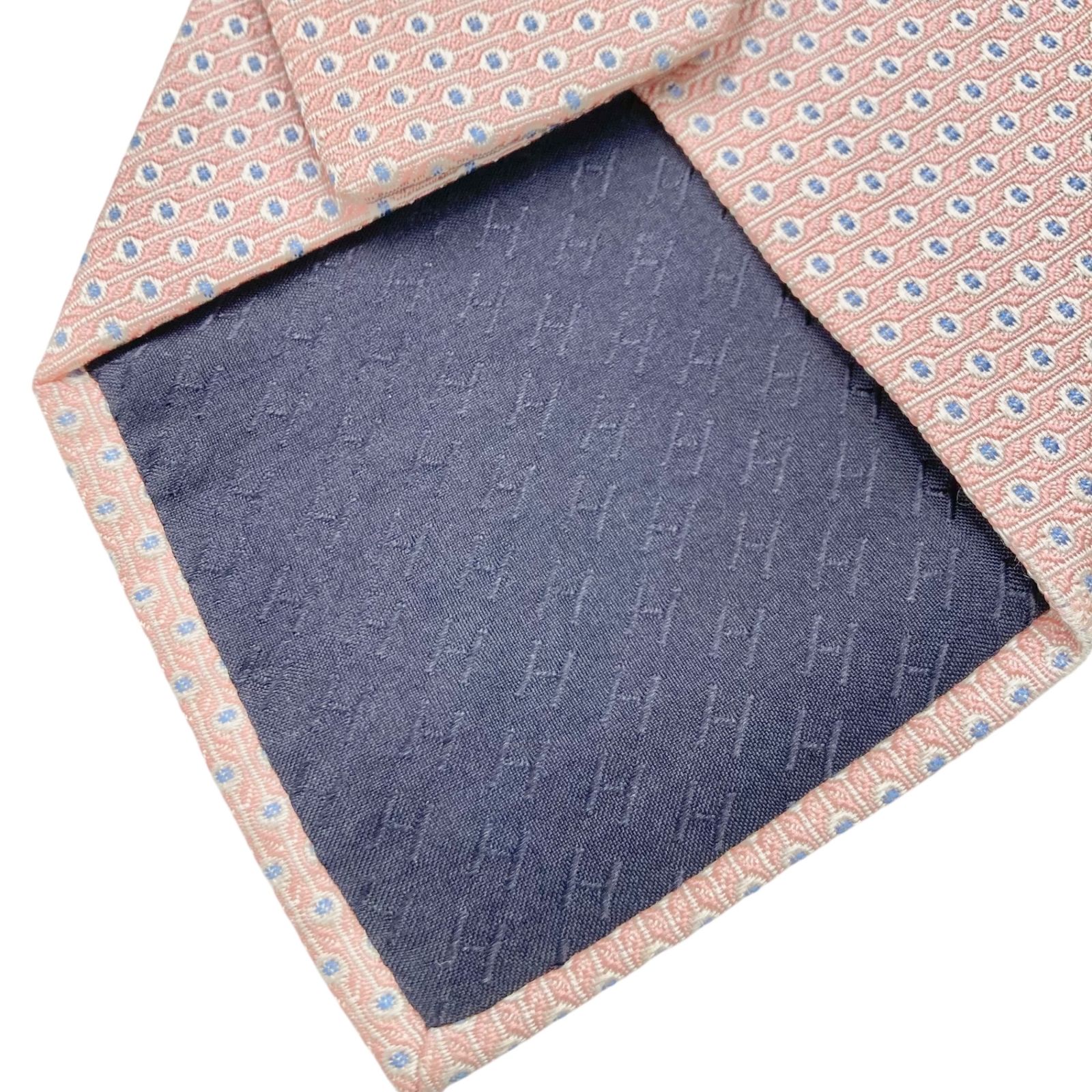 真贋判定済】 HERMES エルメス ネクタイ シルク100% ピンク 真贋判定済】 HERMES エルメス ネクタイ シルク100% ピンク