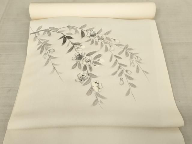 平和屋着物○塩瀬 つけ帯 手描き 地紙槍梅 金彩 正絹 逸品 DAAU5544ps