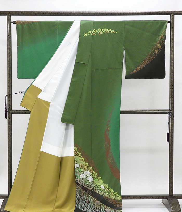 訪問着 未着用美品 正絹 十日町友禅 滝泰謹製 絞り辻が花模様 身丈