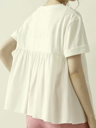 【OUTLET】レディス 後身頃布帛ギャザー&裾フレア 半袖Tシャツ＜オフ白：フリーサイズ＞2290023：綿混＆後身頃下半分布帛生地 - メルカリ
