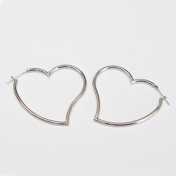 (2個ペア) K14 14金 ホワイトゴールドピアス レディース WG ハート型フープピアス 2mm×40mm フープピアス 14k ハートピアス - メルカリ