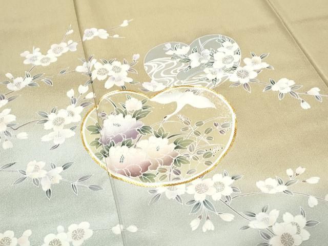 平和屋着物□豪華振袖 絞り 雲取り扇面花文 金彩 正絹 逸品 AAAM2394Aja