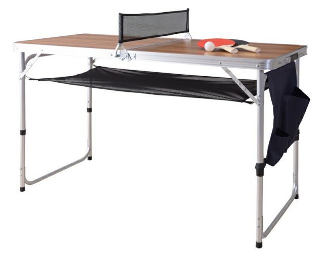 ピンポンテーブル ライトブラウン W120×D64.5×H60/70 テーブル アウトドアテーブル フォールディングテーブル 卓球台 卓球テーブル アウトドア キャンプ 公園 家族 子供 楽しい 持ち運び 折りたたみ 高さ調整 収納付き azu-odl-555 店舗 カフェ ラウンジ ロビー ホテル 法 ピンポンテーブル W120×D64.5×H60/70 ライトブラウン テーブル