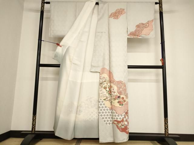 平和屋着物＃道行コート ロング丈 総絞り 花 正絹 逸品 BAAU0025gt