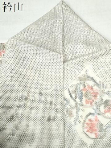 平和屋着物▽本場大島紬 単衣 白大島 9マルキ 140亀甲 吉祥文