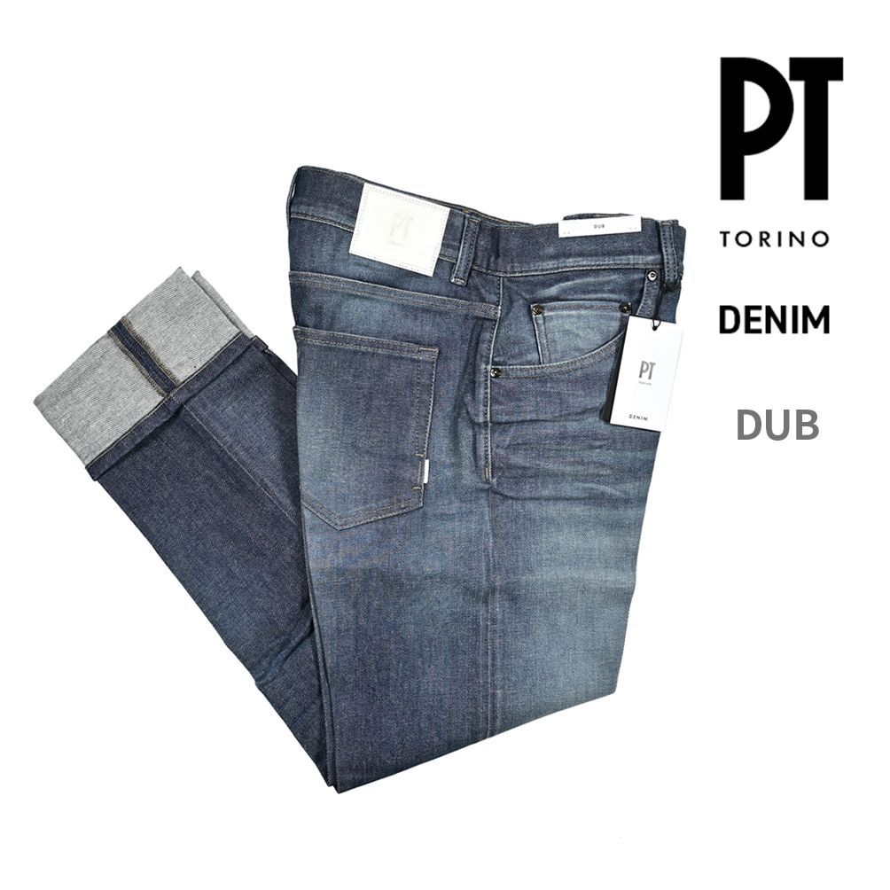 ピーティートリノデニム PT TORINO DENIM DUB ダブ デニムジーンズ ストレッチパンツ 裾ターンナップ セルビッチ メンズ ...
