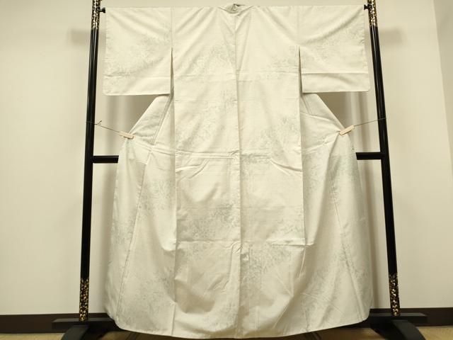 平和屋着物○本場大島紬 白大島 9マルキ 草花文 正絹 逸品 CAAS0006th