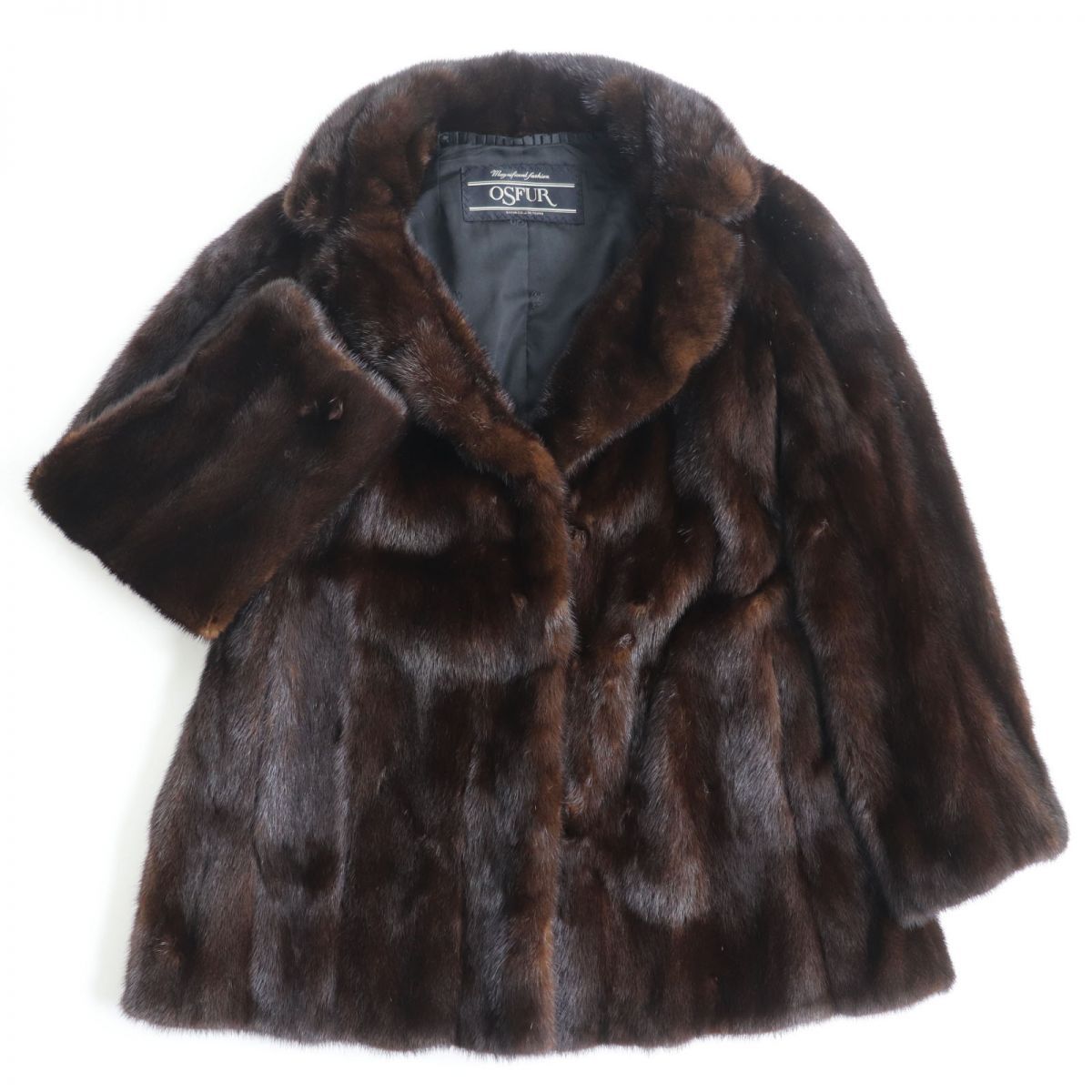 極美品 OS fur MINK ミンク 本毛皮ショートコート ジャケット 裏地ロゴ刺繍入り ブラウン 毛質艶やか・柔らか - メルカリ