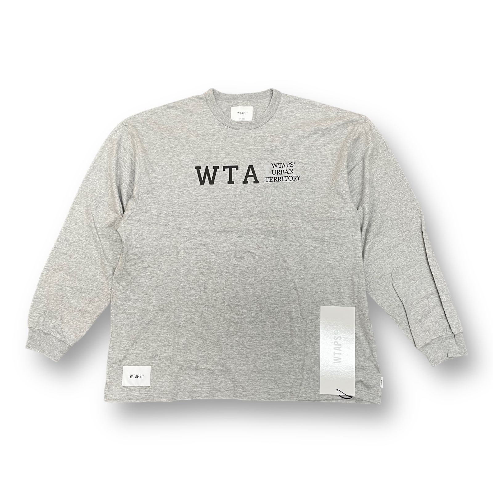 美品 WTAPS 23SS DESIGN 01 / LS / COTTON. COLLEGE ロゴプリント カットソー 長袖 Tシャツ ダブルタップス 231ATDT-CSM03 グレー 03 ...