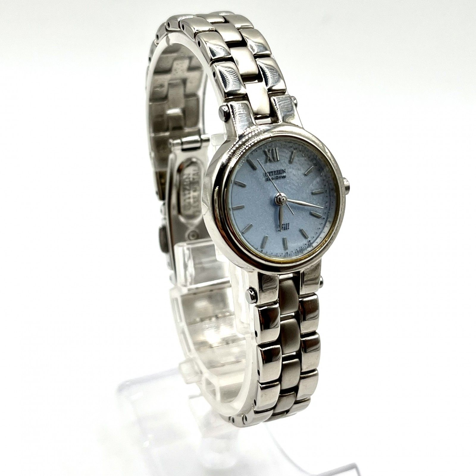 【美品/稼働品】 citizen fill シチズン エコドライブ レディース 腕時計 ソーラー E030-K16521 シルバー ブルー文字盤 ラウンド アナログ メタルバンド クラシック ...