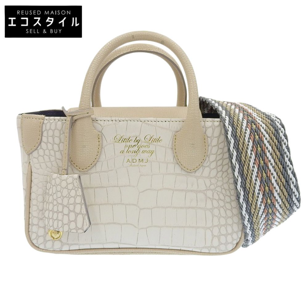 A.D.M.J. Accessoires De Mademoiselle ADMJ AVORIO クロコ型押し マイクロミニトート 2wayバッグ レディース アイボリー 23SS01004 ...