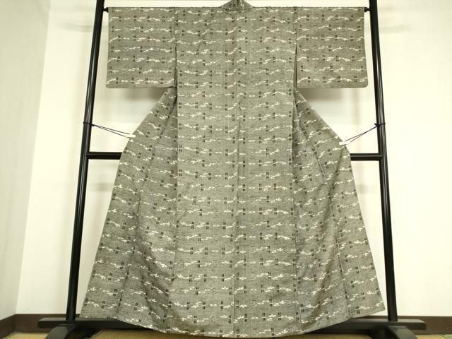 平和屋着物▽上質な紬 単衣 菱文 正絹 逸品 DAAT9142az