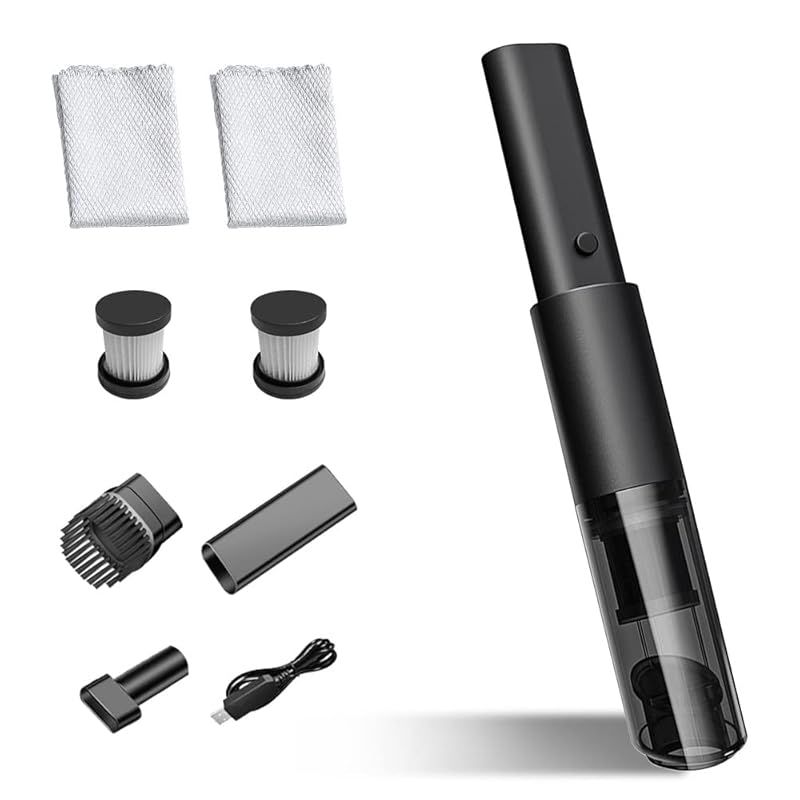 Glvaner コードレス ハンディクリーナー 車載掃除機 フィルター 軽量 6000PA吸引力 USB 充電式 分体回転ロック コンパクト 乾湿両用 多種類ノズル付属 日本語取扱説明書付き ...