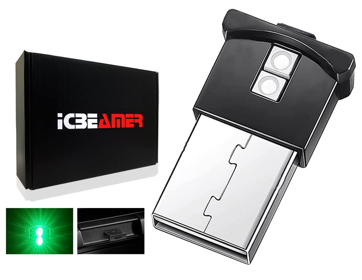 ICBEAMER スマートUSB 明るさ調節可能 色:グリーン、自動LEDインターフェース プラグインミニチュアナイトライト LED 自動車 ...