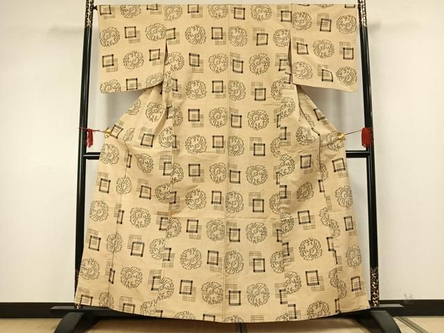 平和屋着物▽上質な紬 単衣 ふくら雀 正絹 逸品 AABA7737fy 平和屋着物