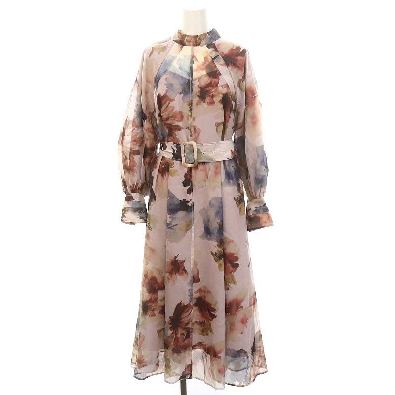 スナイデル SNIDEL 22AW Sustainable オーガンシースループリントワンピース ロング 長袖 総柄 1 ライトピンク マルチカラー /DO OS - メルカリ