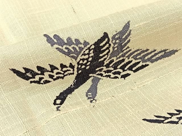 平和屋着物▽訪問着 単衣 紬地 型染め 松竹梅 御所解文