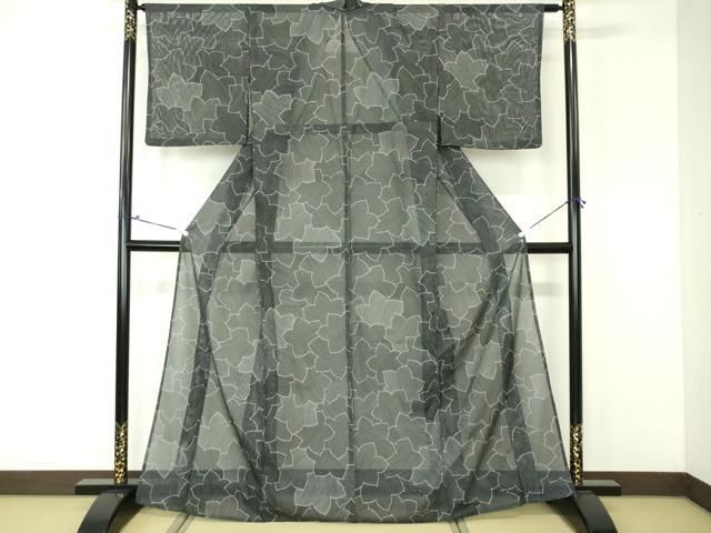 平和屋着物＊夏物 小紋 絽 草花文 正絹 逸品 AAAY6785sx