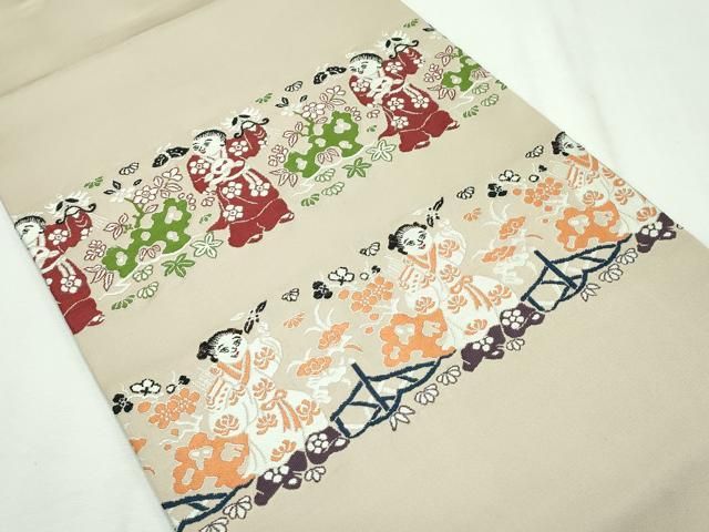 平和屋本店□極上 龍村美術織物 たつむら 九寸開き名古屋帯 唐児遊歩