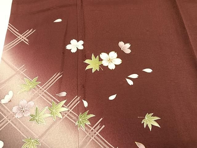 平和屋着物○十代目 歌舞伎役者 坂東三津五郎 訪問着 草花文 暈し染め